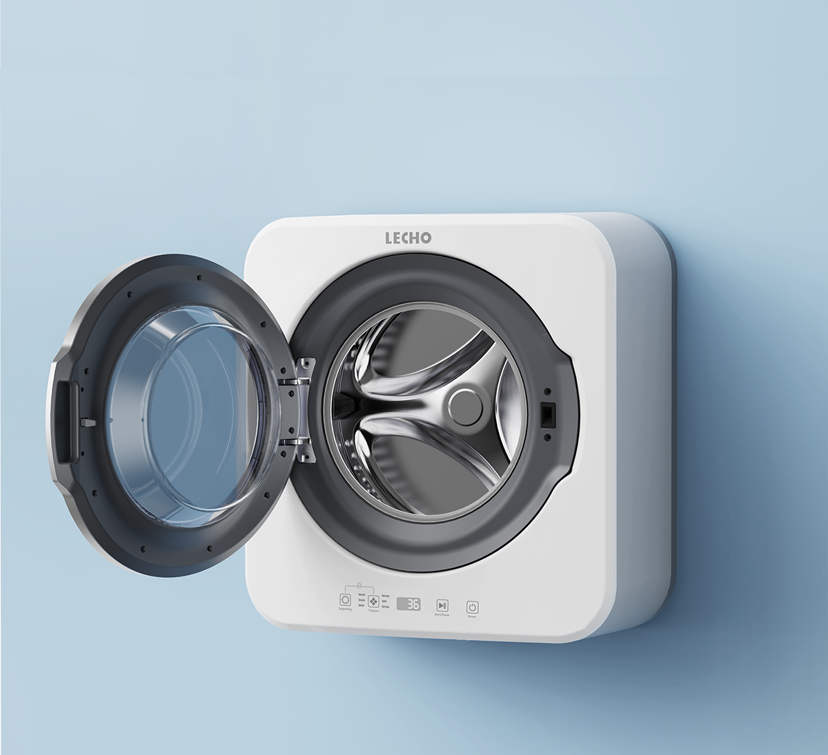 Lecho white wall mounted mini washing machine